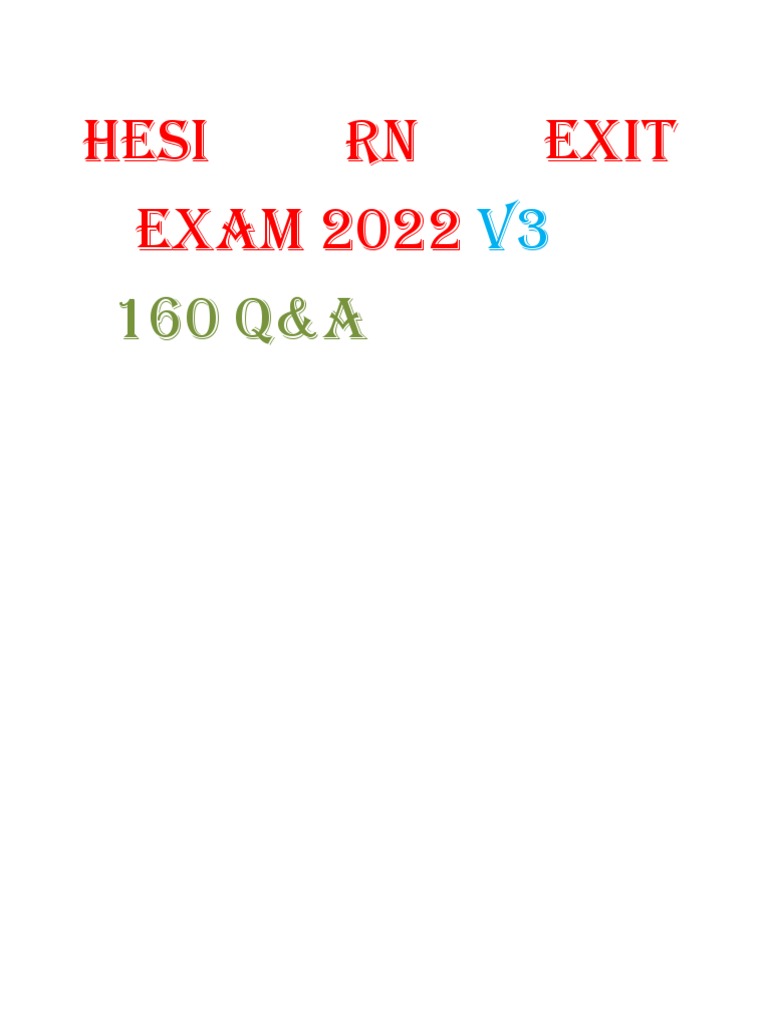 Hesi RN Exit Exam V3 | PDF | Hypertension | Nursing