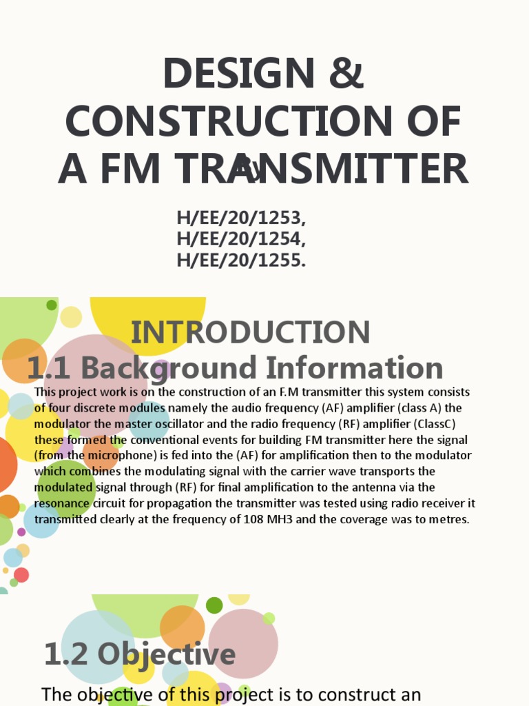 DESIGN & CONSTR of A FM Transmitter | PDF | Transmitter | Radio