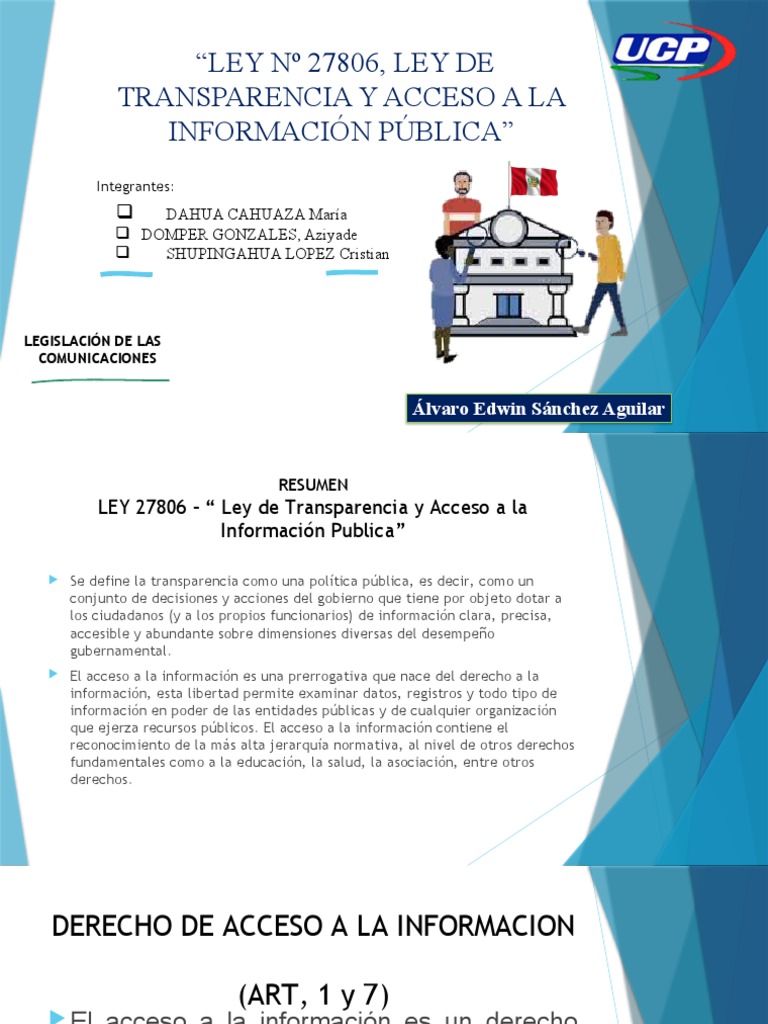 Grupo 8 Resumen - Ley #27806, Ley de Transparencia y Acceso A La ...