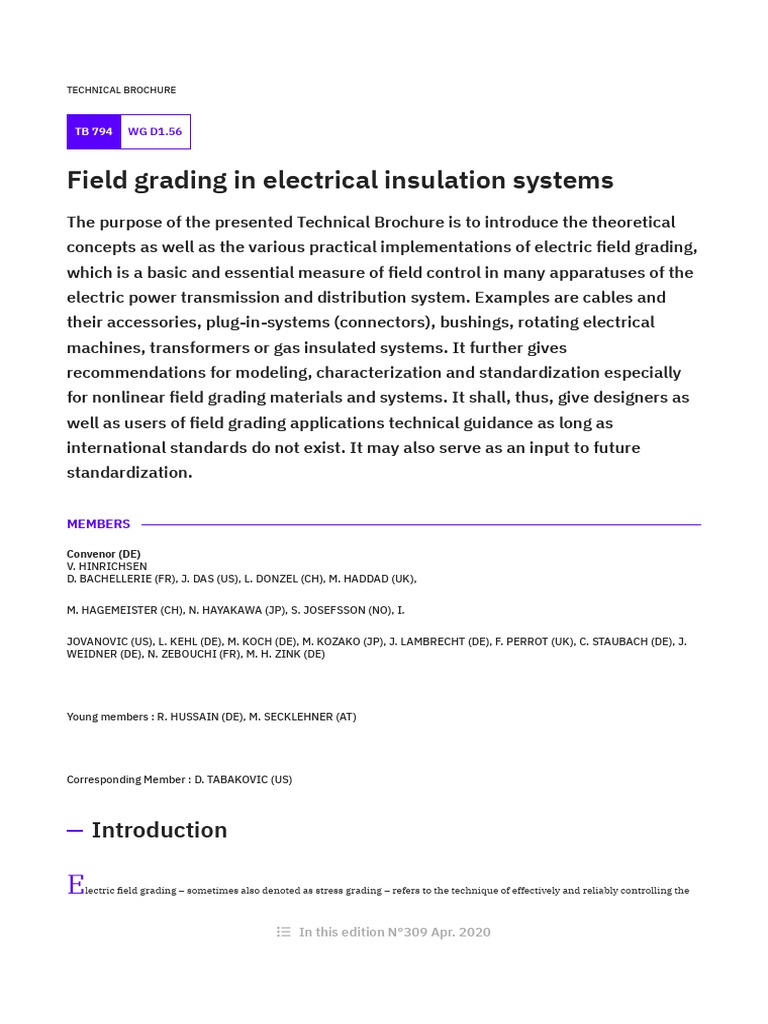 Field Grading in Electrical Insulation Systems - ELECTRA | PDF ...
