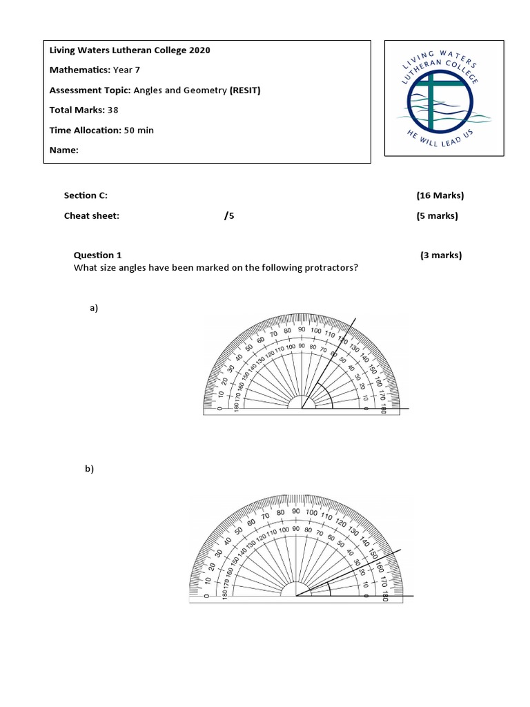 Angles and Polygons Resit Test | PDF | Triangle | Classical Geometry