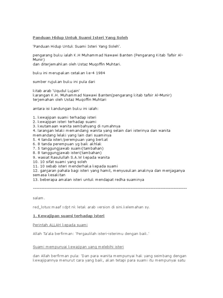 Panduan Hidup Untuk Suami Isteri Yang Soleh | PDF