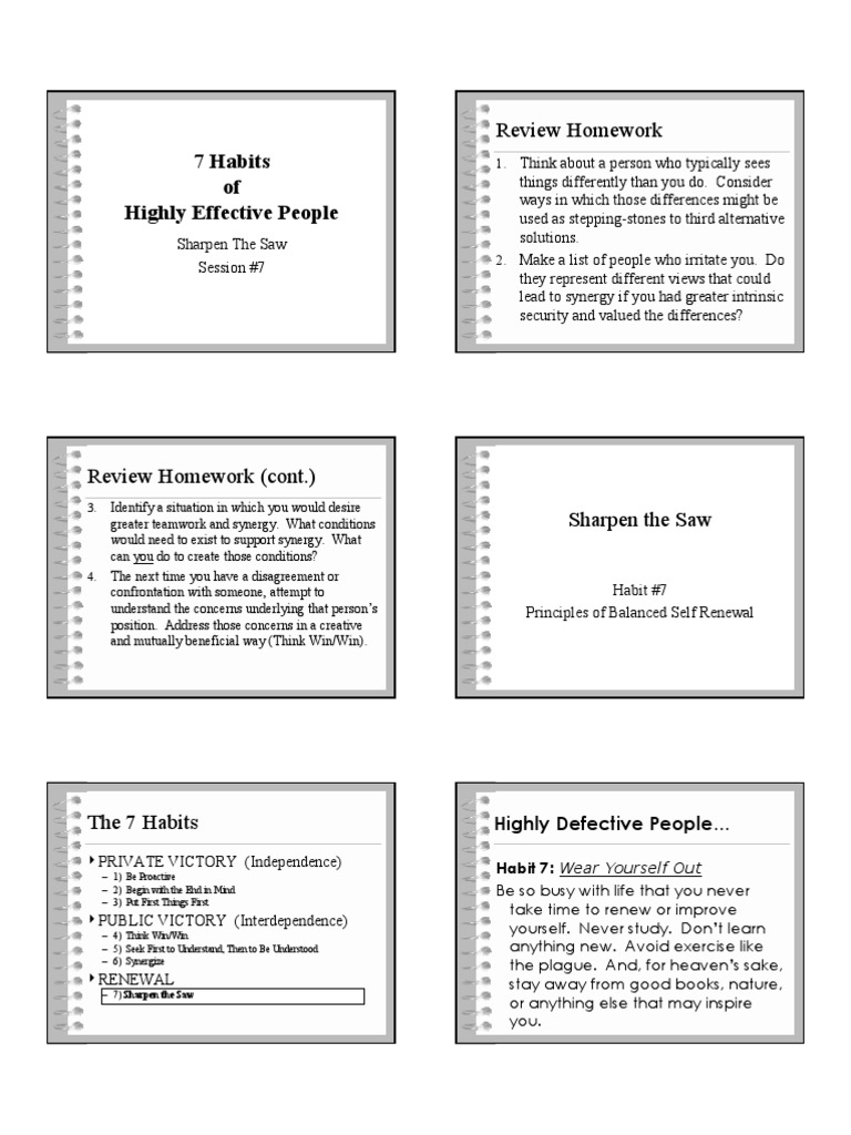 7 Habits, Covey Ch07 | PDF | Physical Exercise | Meditation