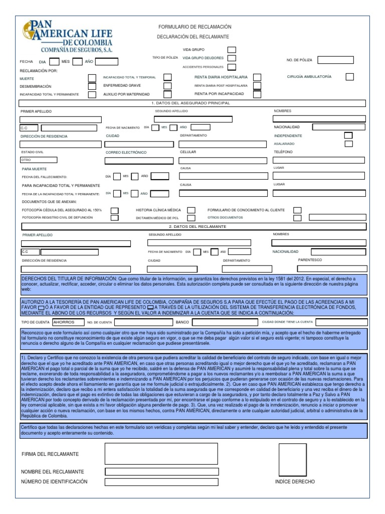 Formulario Seguro de Vida Tarjeta | PDF | Póliza de seguros | Seguro