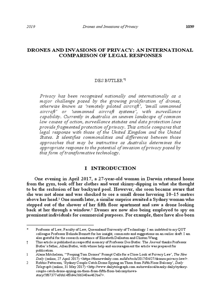 Drones and Privacy | PDF | Unmanned Aerial Vehicle | Right To Privacy