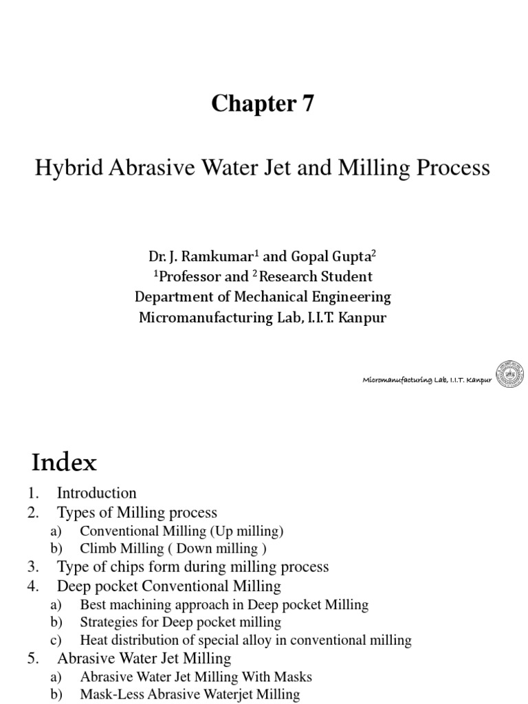 Chapter 7 - Abrasive Waterjet Milling | PDF | Machining | Grinding (Abrasive Cutting)