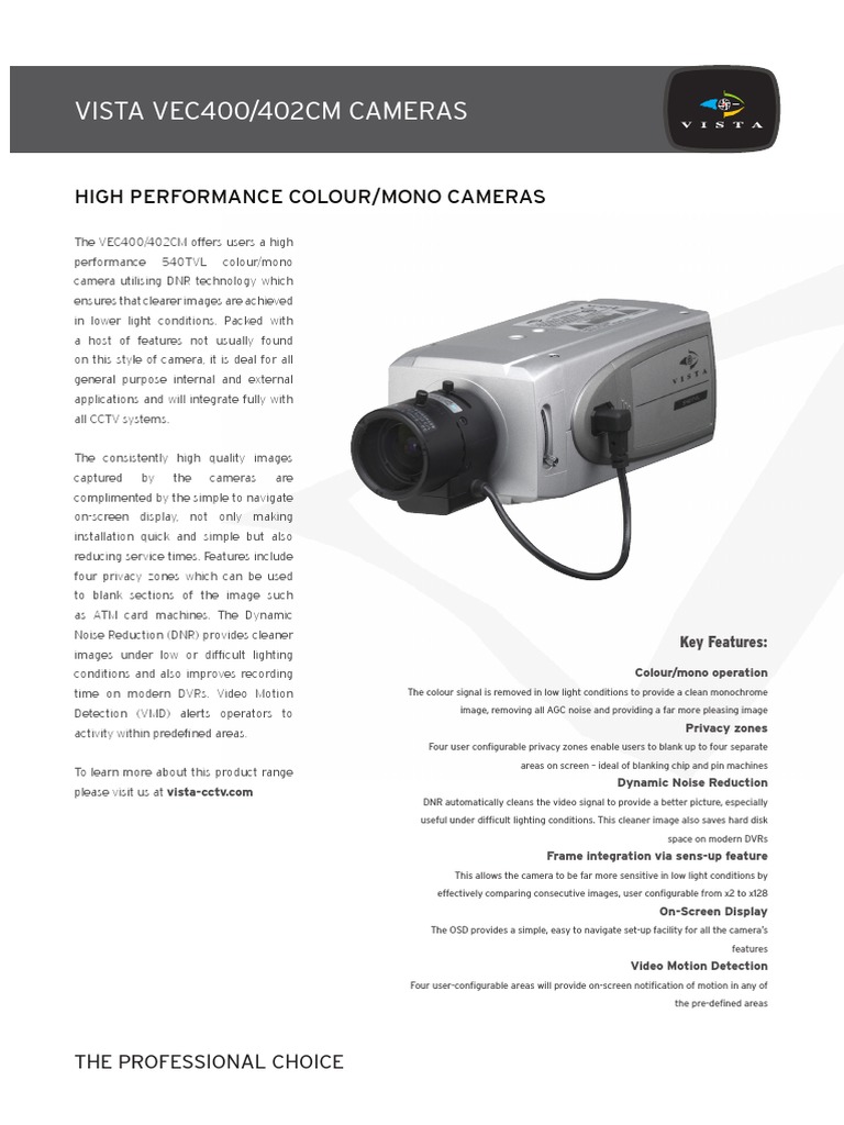 Vista VEC400CM Cameras | PDF | Camera | Shutter (Photography)
