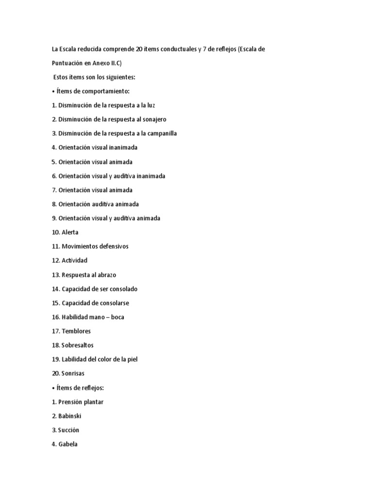 La Escala Brazelton | PDF | Infantes