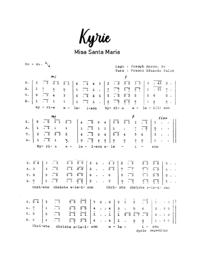 Kyrie Misa Santa Maria | PDF