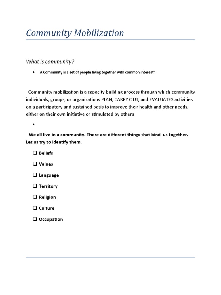 Community Mobilization | PDF | Community | Decision Making