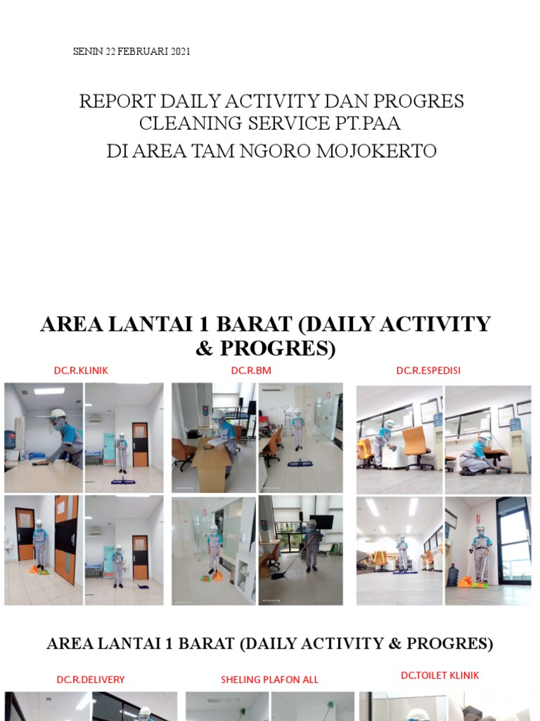 Report Daily Activity Dan Progres Cleaning Service PT - Paa Di Area Tam Ngoro Mojokerto | PDF