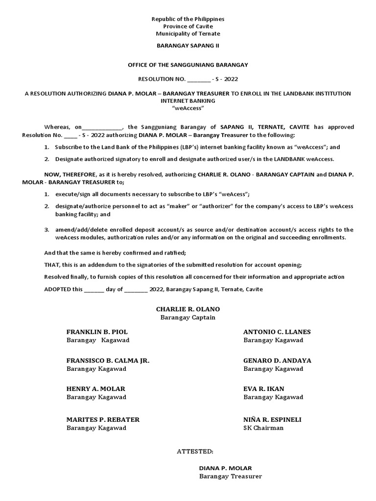 Landbank Resolution For Weaccess2022 | PDF