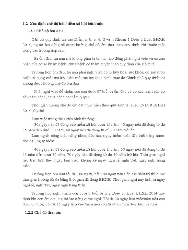 chế độ BHXH bắt buộc | PDF