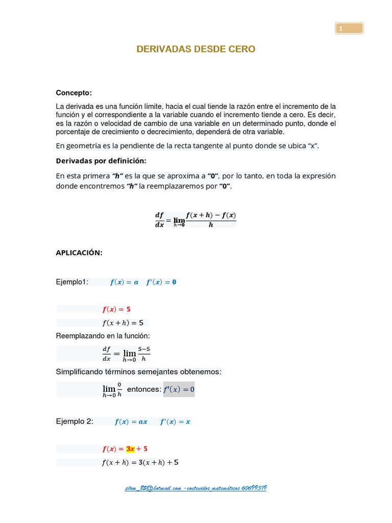 Derivadas Desde Cero | PDF | Raíz cuadrada | Derivado