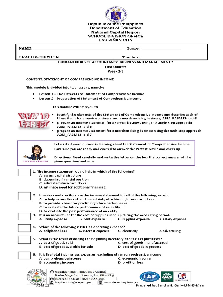 Republic of The Philippines Department of Education National Capital Region School Division ...