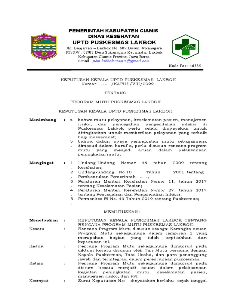 Program Mutu Puskesmas Lakbok | PDF