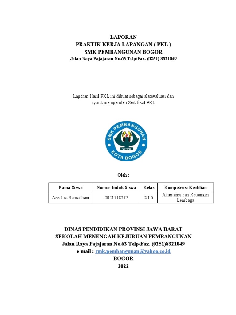 Cover Laporan PKL | PDF