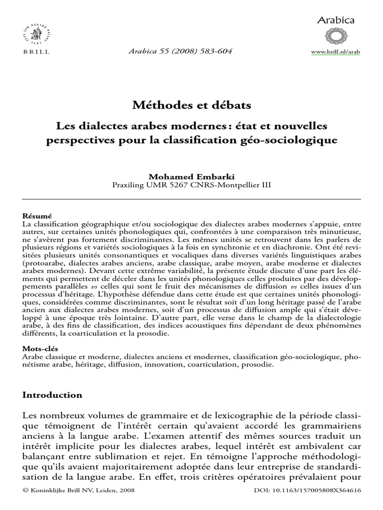 Les Dialectes Arabes Modernes Etat Et No | Descargar gratis PDF ... Les Dialectes Arabes Modernes Etat Et No | Descargar gratis PDF ...