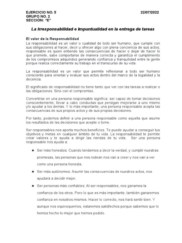 Irresponsabilidad y Consecuencias Escolares | PDF | Adolescencia | Adultos