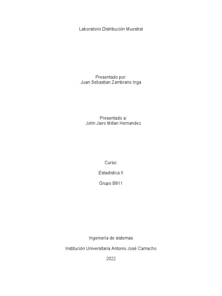 Laboratorio Distribución Muestral | PDF