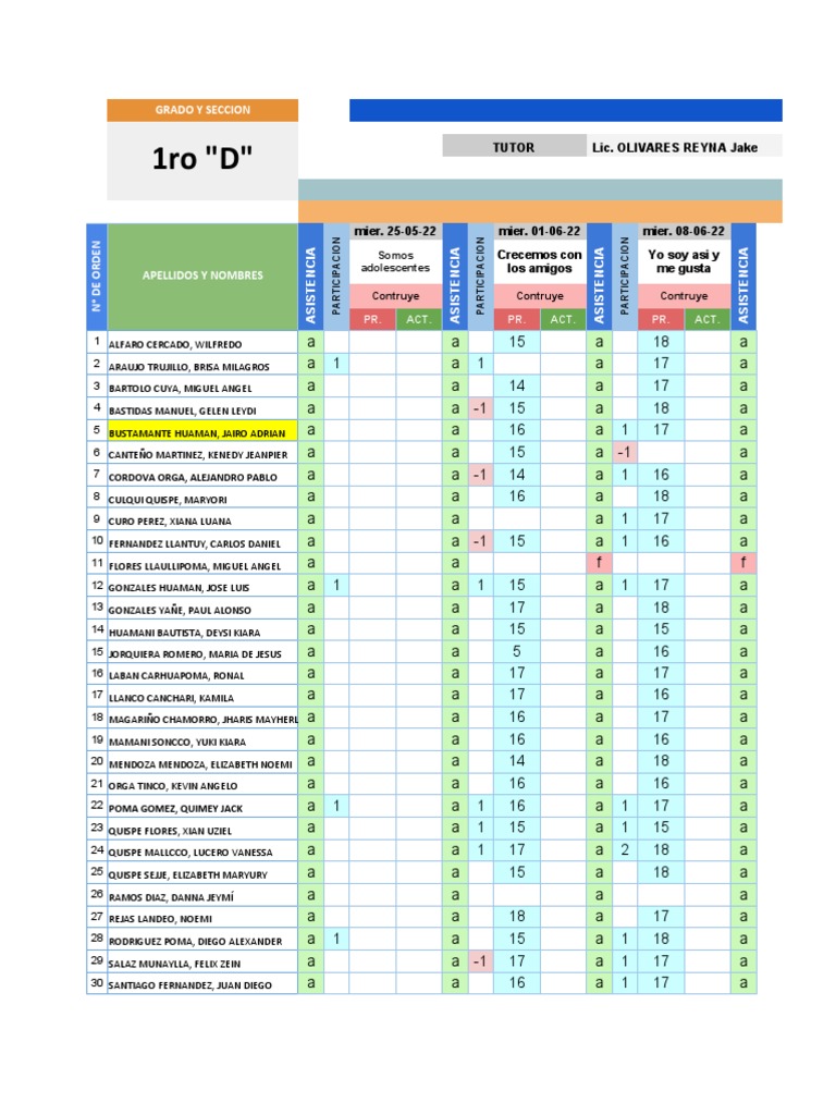 Informe de Participación 1ro D | PDF