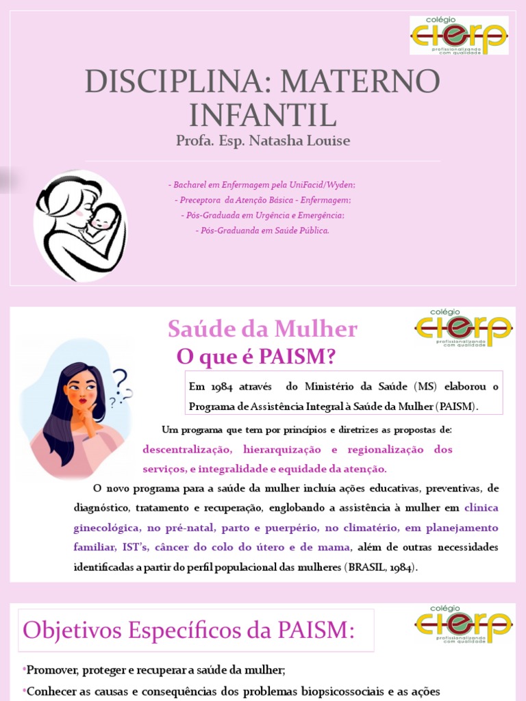 1 Aula Saúde Da Mulher Paism Pnaism Pdf Saúde Feminina Hiv Aids