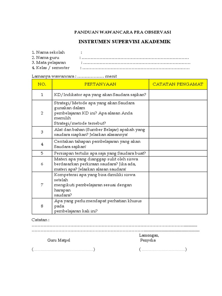 Instrumen-Supervisi 20-21 | PDF
