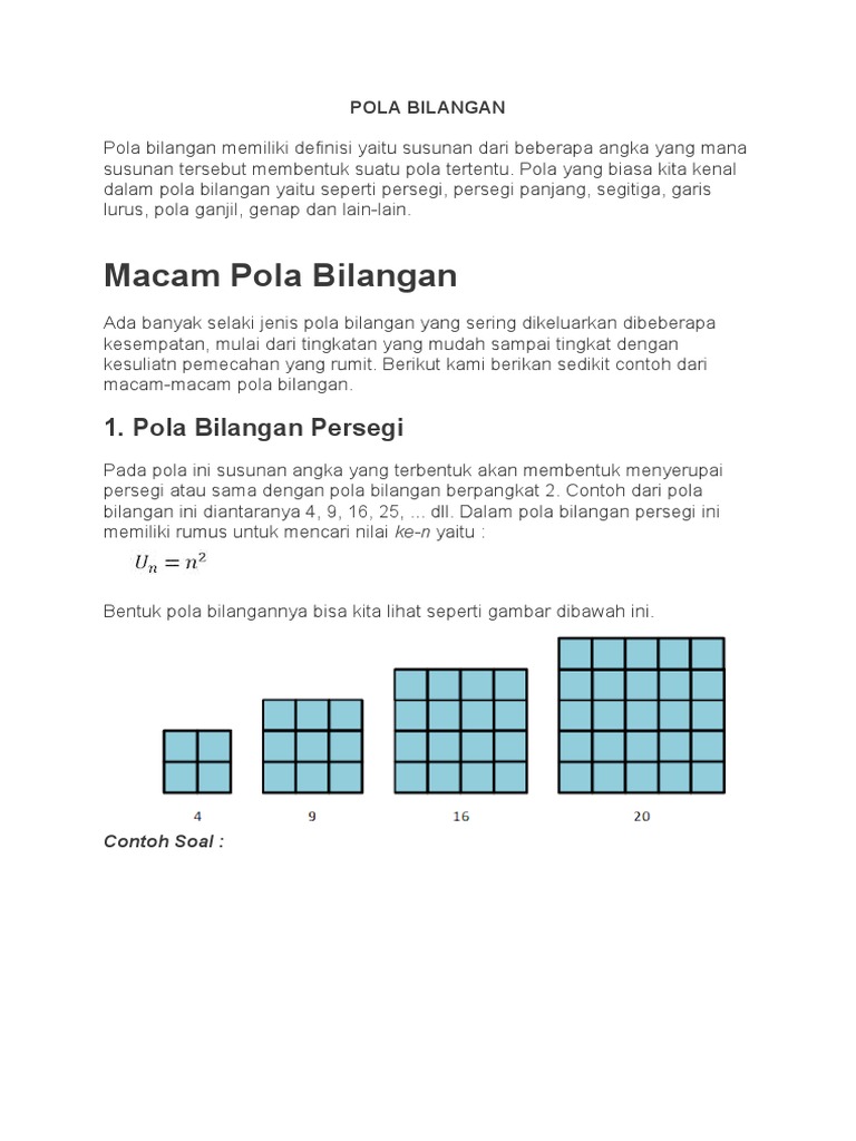 Pola Bilangan Soal Dan Contohnya | PDF | Metode & Bahan Ajar