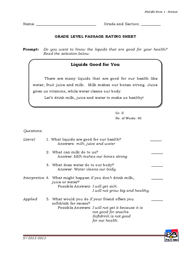 Grade2 LIQUIDS OralEng | PDF