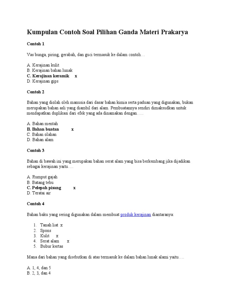 Contoh Soal Uas Prakarya Semester 2 Kelas 8 | PDF | Seni | Komputer