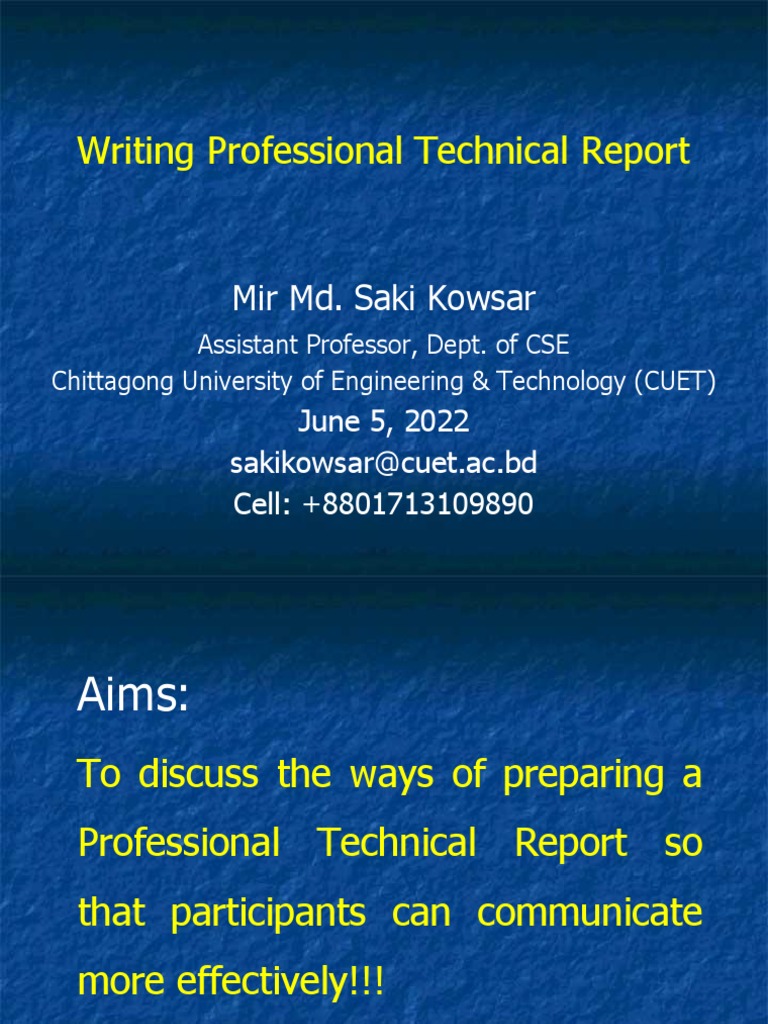 Writing Professional Technical Report: Mir Md. Saki Kowsar | PDF ...