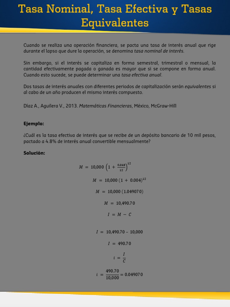 Tasa Nominal, Efectiva y Equivalente | PDF | Interés | Finanzas Matemáticas