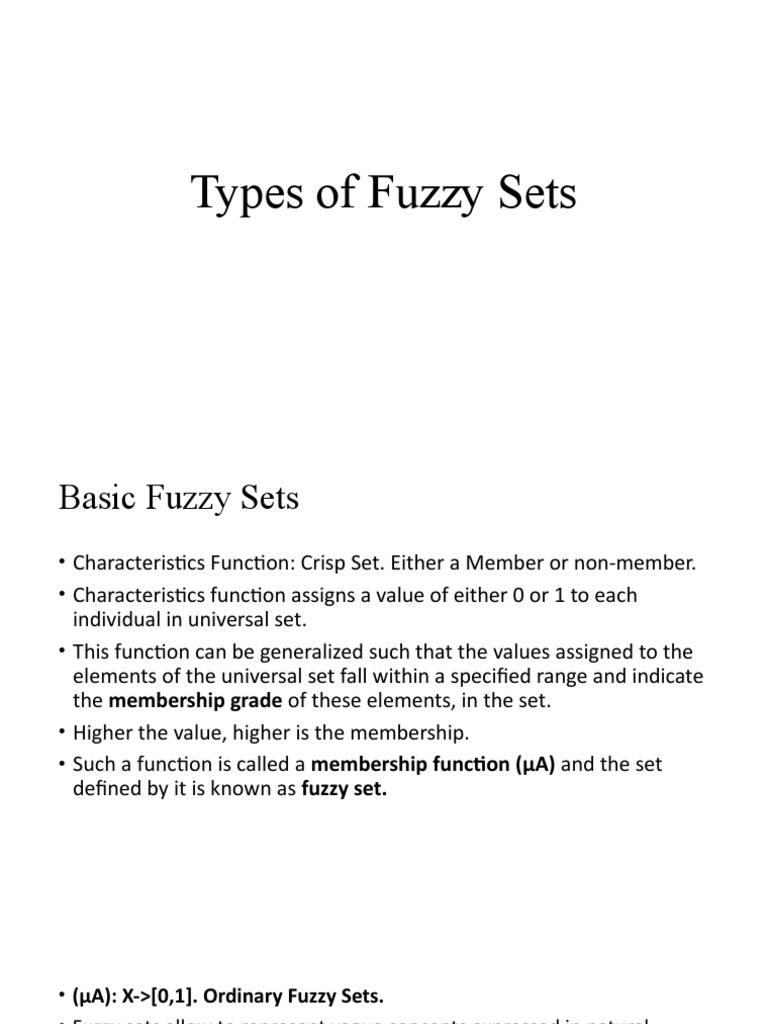 Types of Fuzzy Sets | Download Free PDF | Fuzzy Logic | Function (Mathematics)