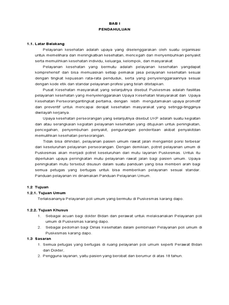 Panduan Pelayanan Poli Umum Puskesmas | PDF | Pengembangan Diri ...
