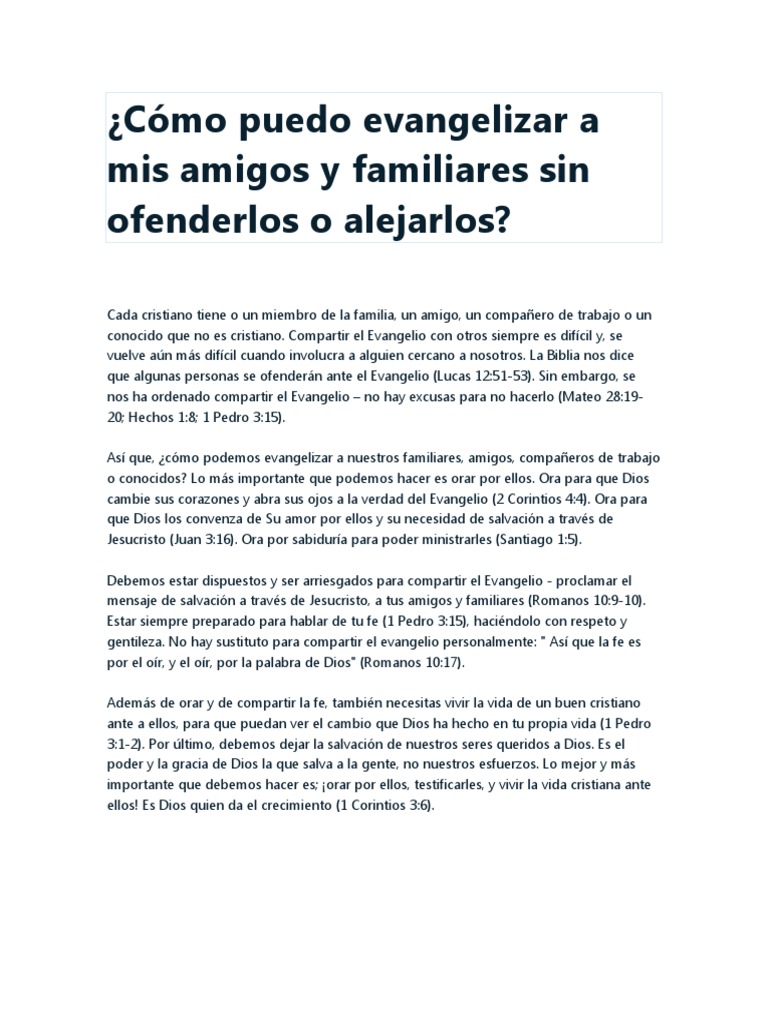 Evangelizar sin ofender a seres queridos | PDF | Religión y ...