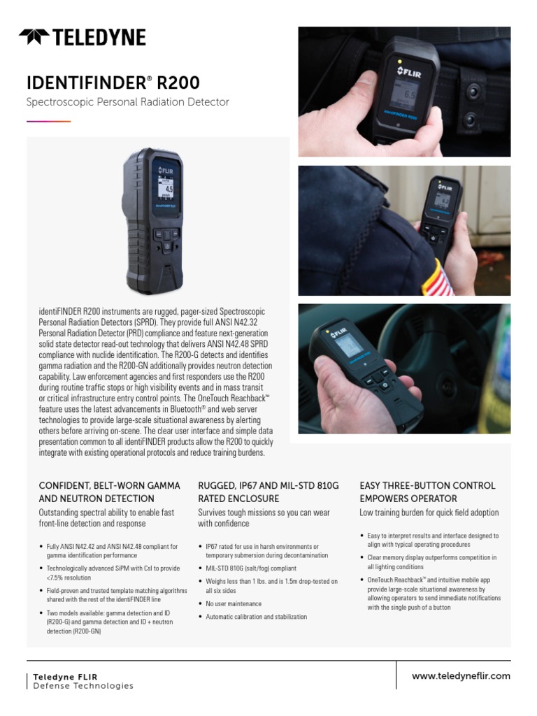 identiFINDER R200 Datasheet-LTR 21-0922 | PDF | Gamma Ray | Nuclear Physics