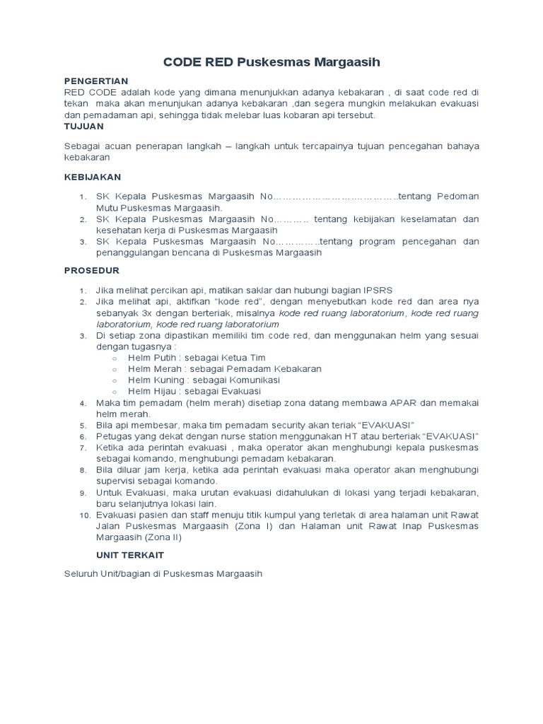 CODE RED Puskesmas | PDF