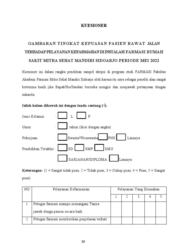 Kuesioner Devina 1 | PDF