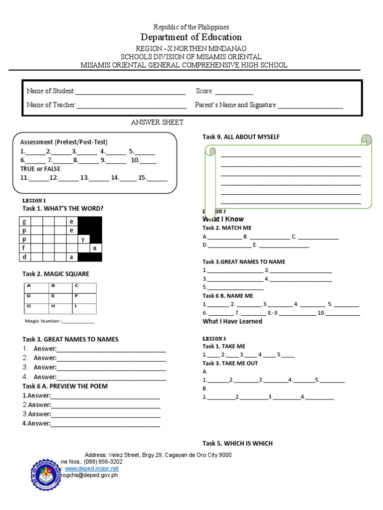Q3 Module 6 Answer Sheet EDITED | PDF | Behavior Modification ...