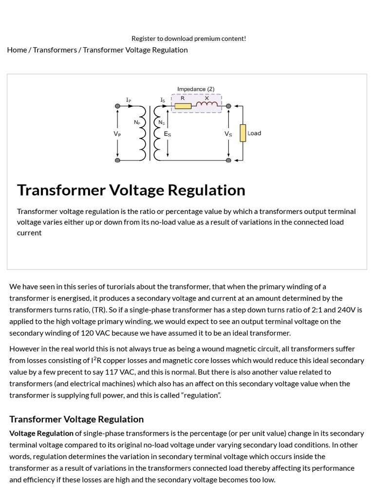 Transformer Voltage Regulation | PDF | Transformer | Electrical Impedance