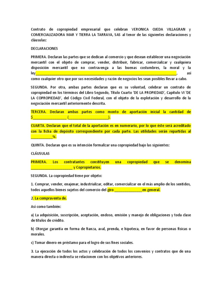 Contrato Copropiedad | PDF | Condominio | Propiedad
