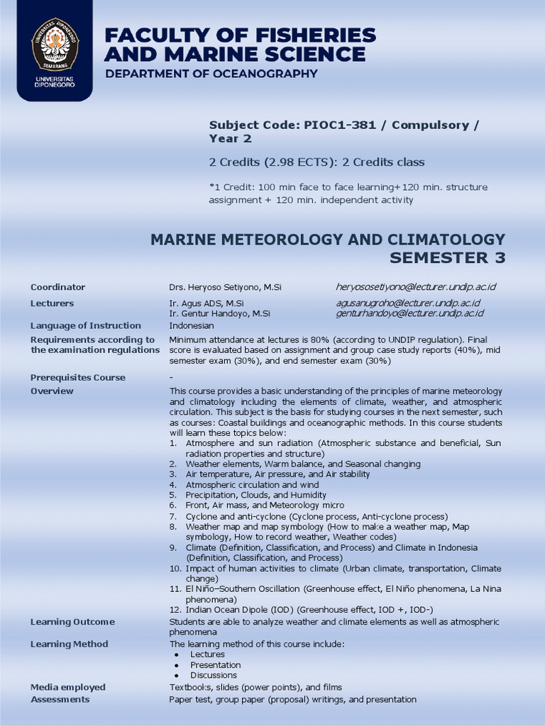 Marine Meteorology and Climatology | PDF | Meteorology | Climatology