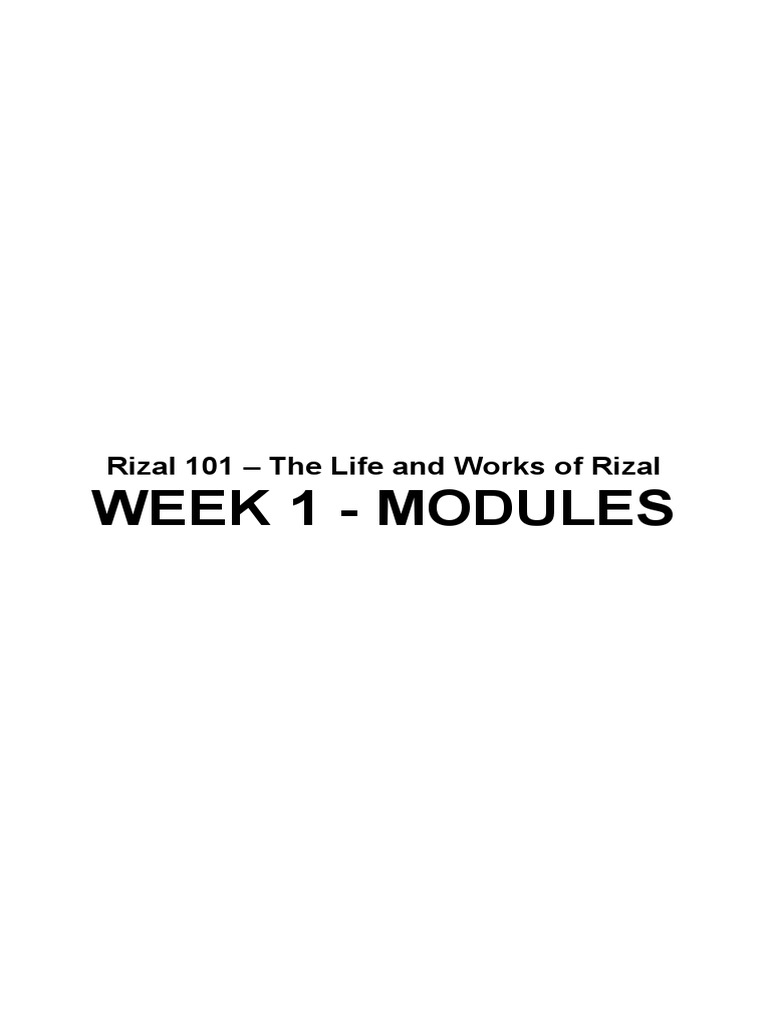 Rizal 101 Week 1 Module Pdf Philippines 3224