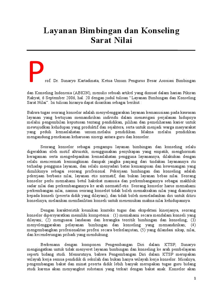 Layanan Bimbingan Dan Konseling Sarat Nilai | PDF