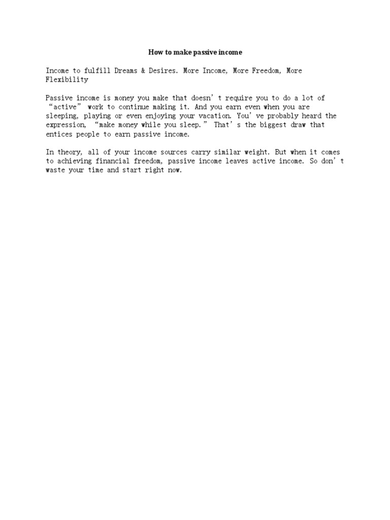 How To Make Passive Income | PDF