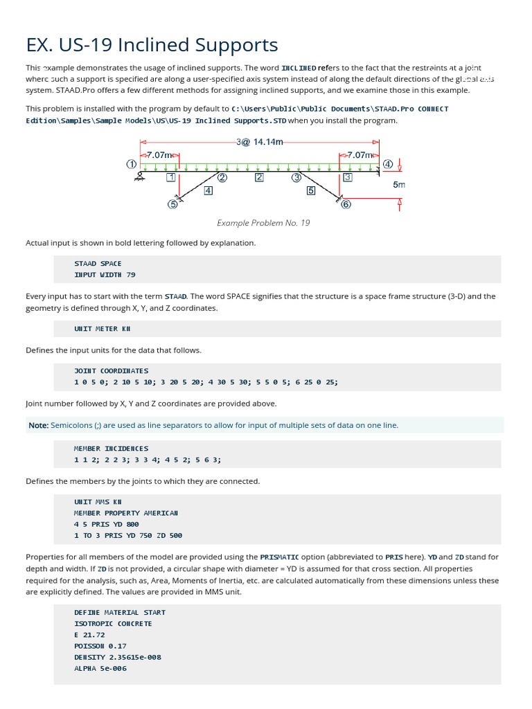 EX. US-19 Inclined Supports | PDF | Cartesian Coordinate System | Geometry