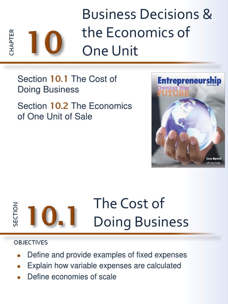 Chapter 10 Economics of One Unit | PDF | Sales | Economies Of Scale