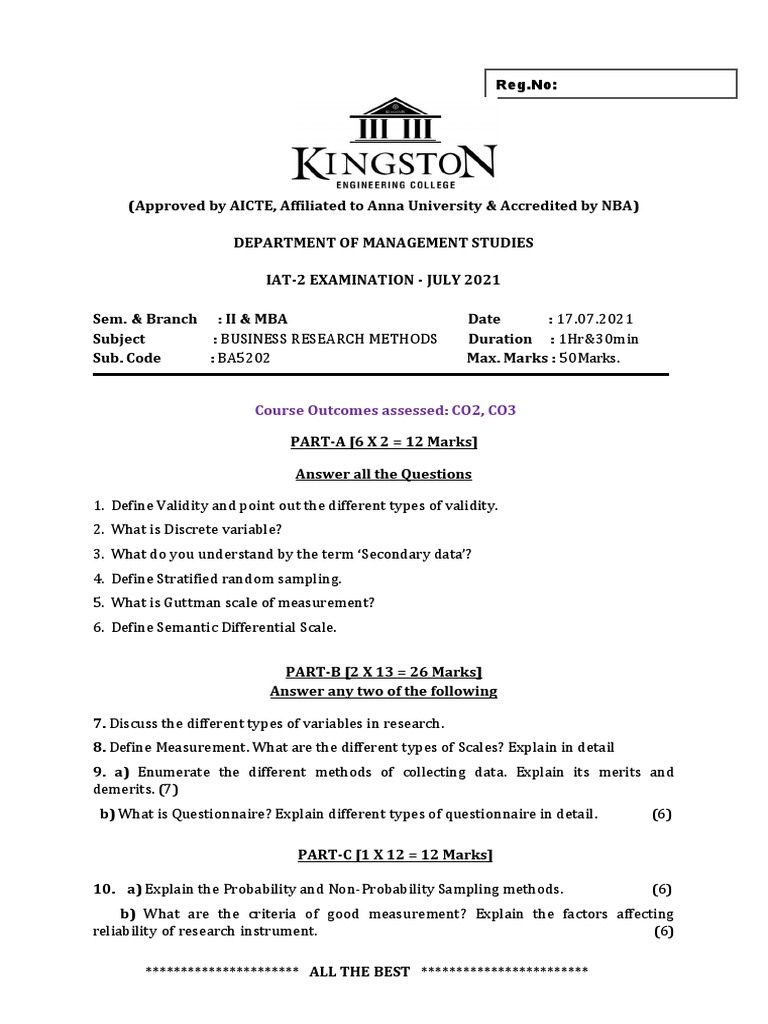 Course Outcomes Assessed: CO2, CO3: Reg - No | PDF | Technology & Engineering