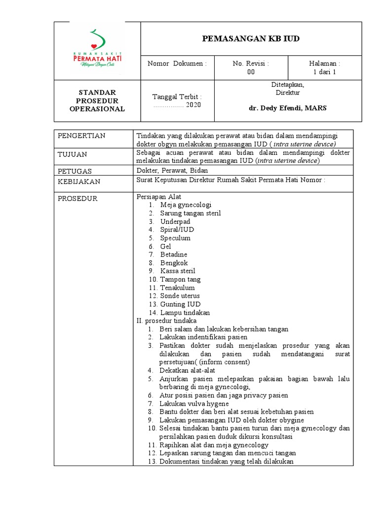 Prosedur Pemasangan IUD untuk Perawat | PDF