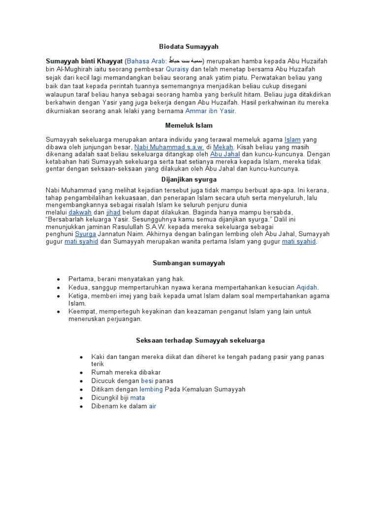 Biodata Sumayyah | PDF